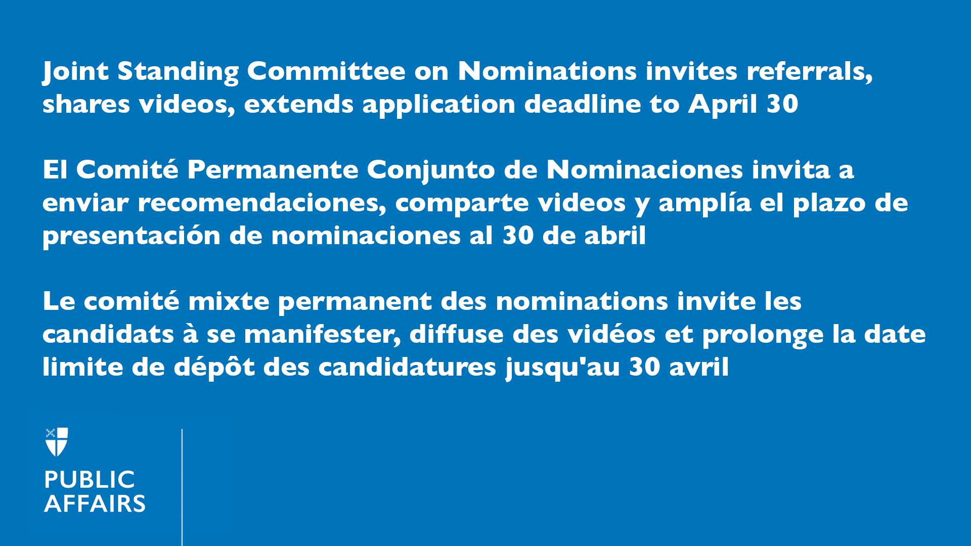 Joint Standing Committee on Nominations invites referrals, shares ...