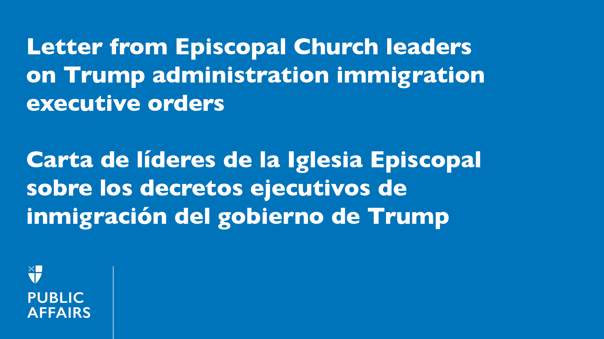 Letter from Episcopal Church leaders on Trump administration ...